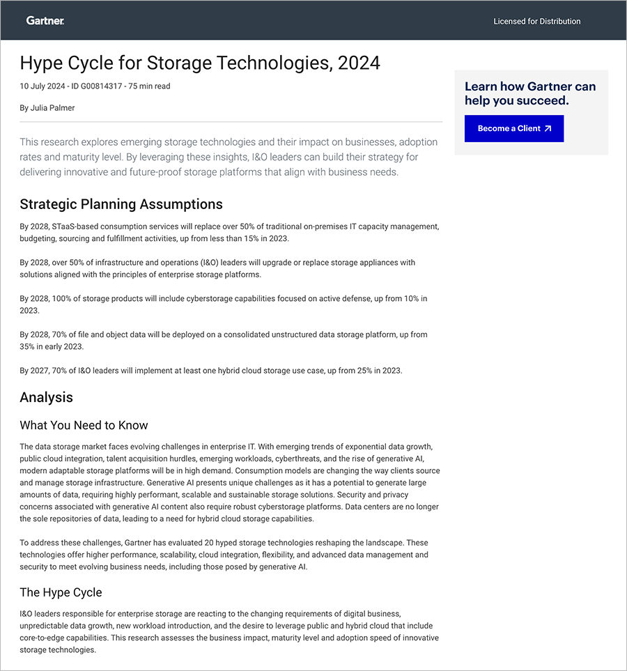 Hype Cycle for Storage Tech 2024